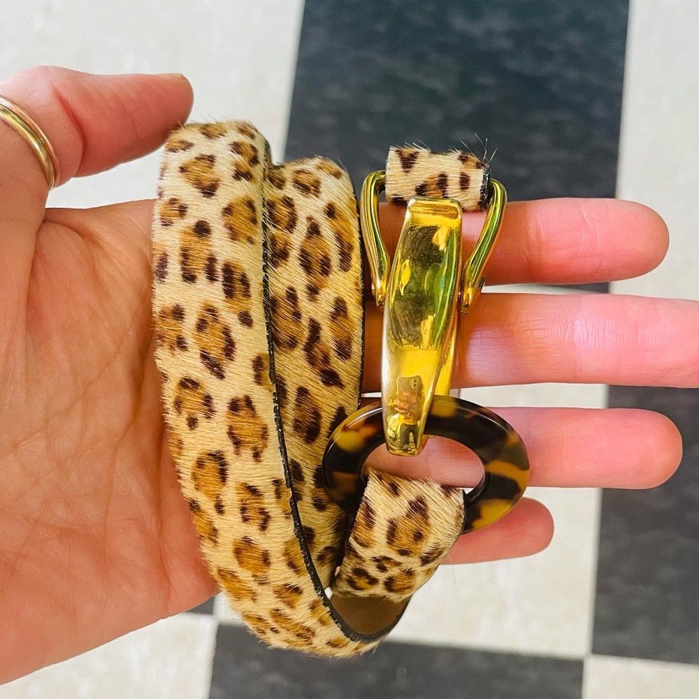 Super Cute Leopard Print Calf Skin Leather Belt! - Gem